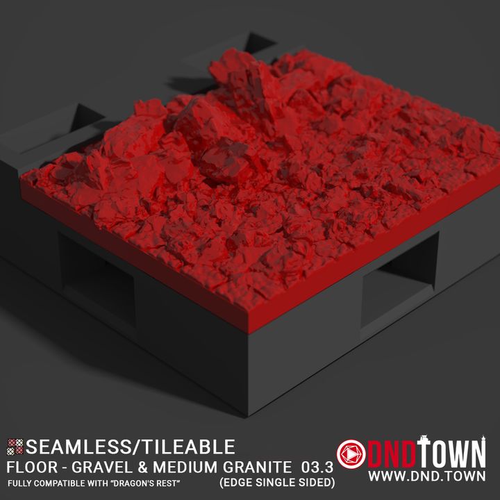 3D Printable Floor - Stone - Gravel & Granite - Wall Edge 03.3 (SINGLE ...