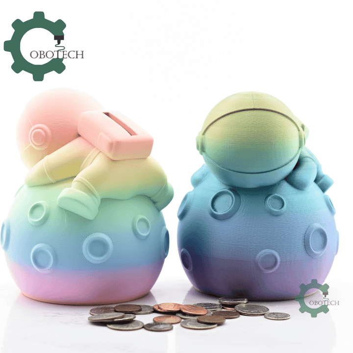 3D Printable Cobotech Astronaut Hugging The Moon Piggy Bank - Desk ...