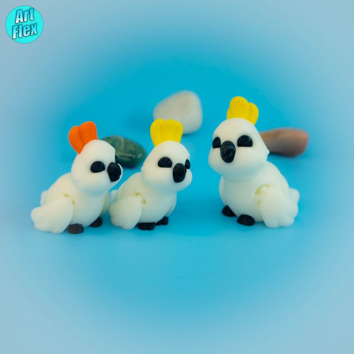 3D Printable Little Flexi Crested Cockatoo by ArtFlex