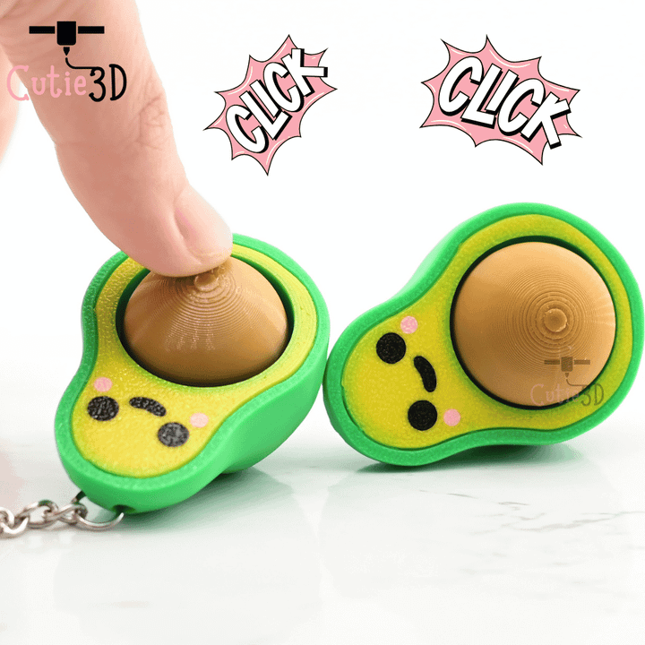 3D Printable Cutie3D Keycap Fidget Clicker Avocado Keychain - Cute ...
