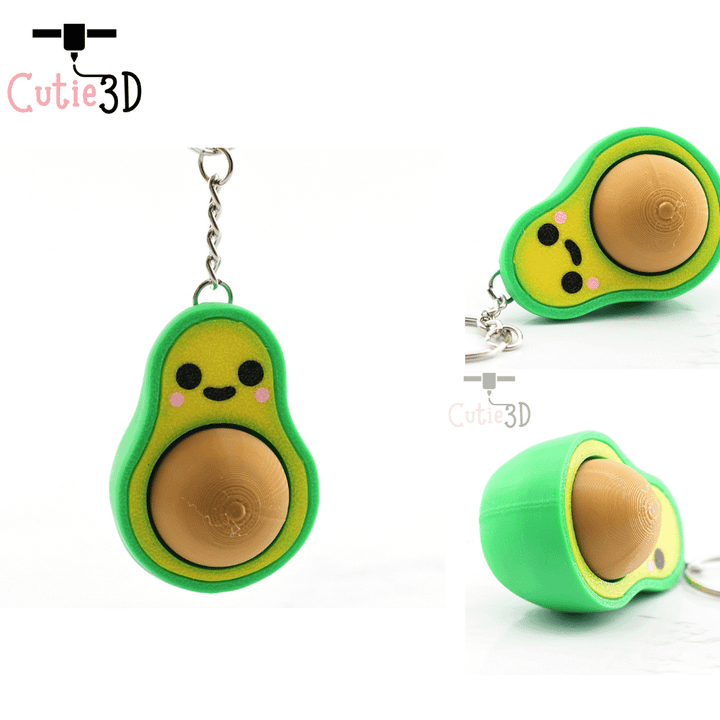 3D Printable Cutie3D Keycap Fidget Clicker Avocado Keychain - Cute ...