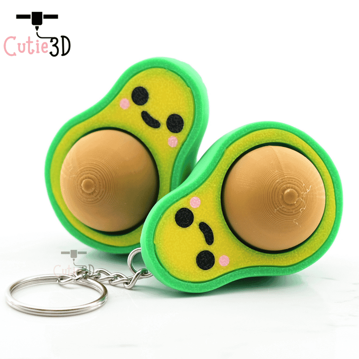 3D Printable Cutie3D Keycap Fidget Clicker Avocado Keychain - Cute ...