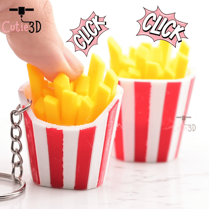 3D Printable Cutie3D Keycap Fidget Clicker French Fries Keychain - Cute ...
