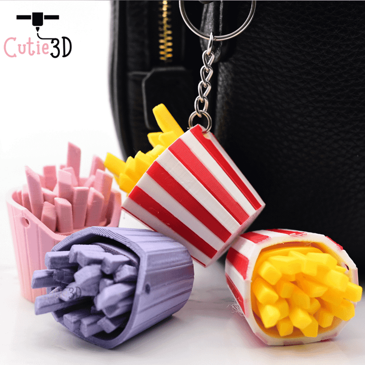 3D Printable Cutie3D Keycap Fidget Clicker French Fries Keychain - Cute ...