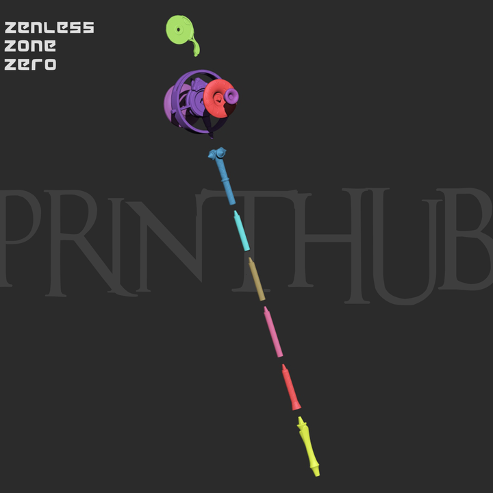 3D Printable Astra Yao Microphone Staff From ZZZ cosplay by Printhub