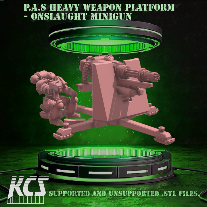 3D Printable P.A.S Heavy Weapon Platform - Onslaught Minigun by Mark Hazell