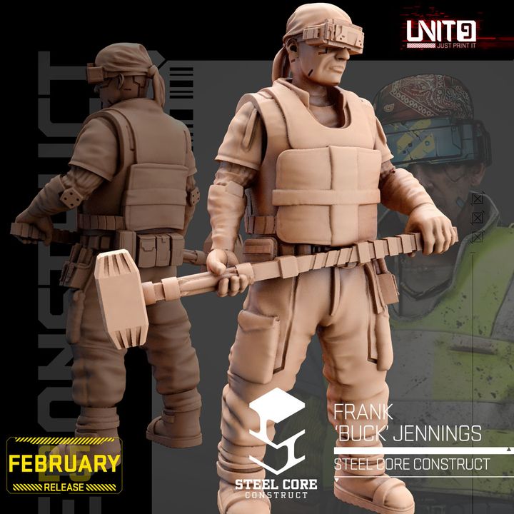 3D Printable Cyberpunk - Frank 'Buck' Jennings - Steel Core Construct ...