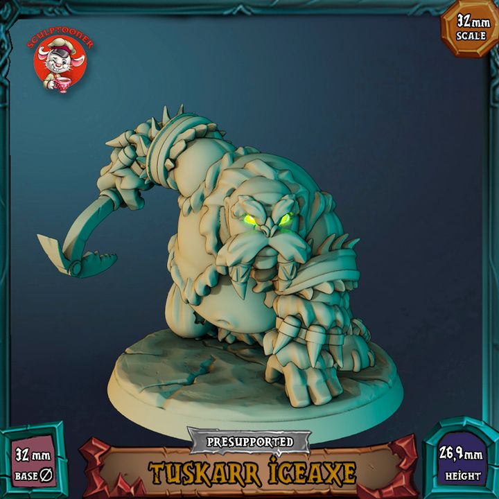 3D Printable Tuskarr Iceaxe - 32mm scale pre-supported miniature by ...