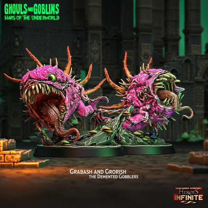 3D Printable Grabash and Grorish, the Demented Gobblers by Heroes Infinite