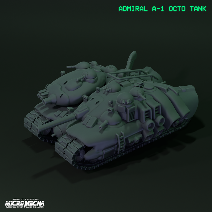 3D Printable Admiral A-1 Octo Tank by MicroMecha
