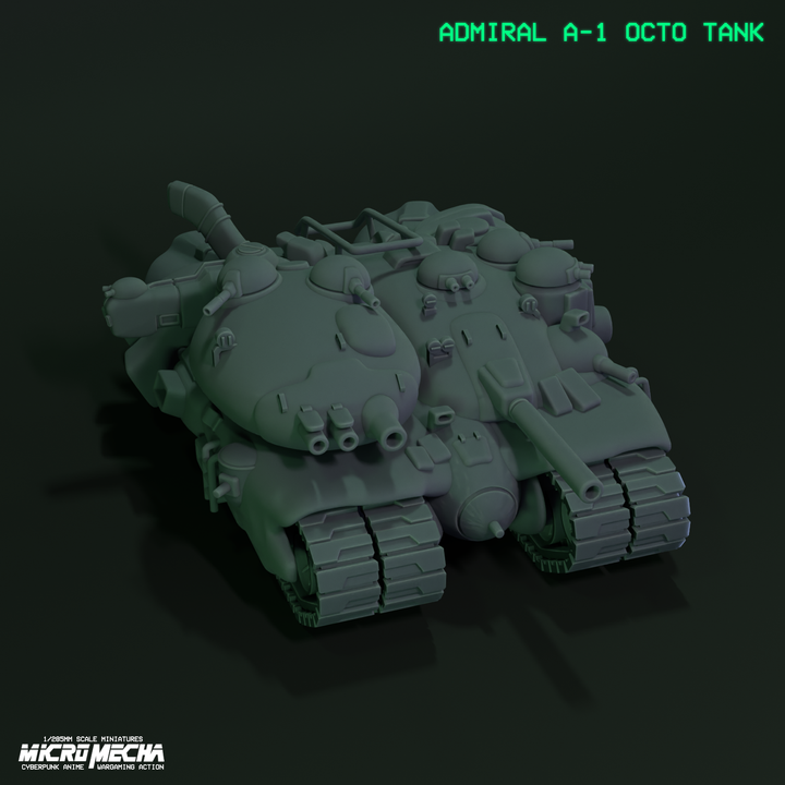 3D Printable Admiral A-1 Octo Tank by MicroMecha