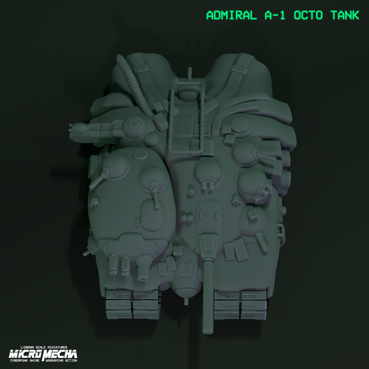 3D Printable Admiral A-1 Octo Tank by MicroMecha