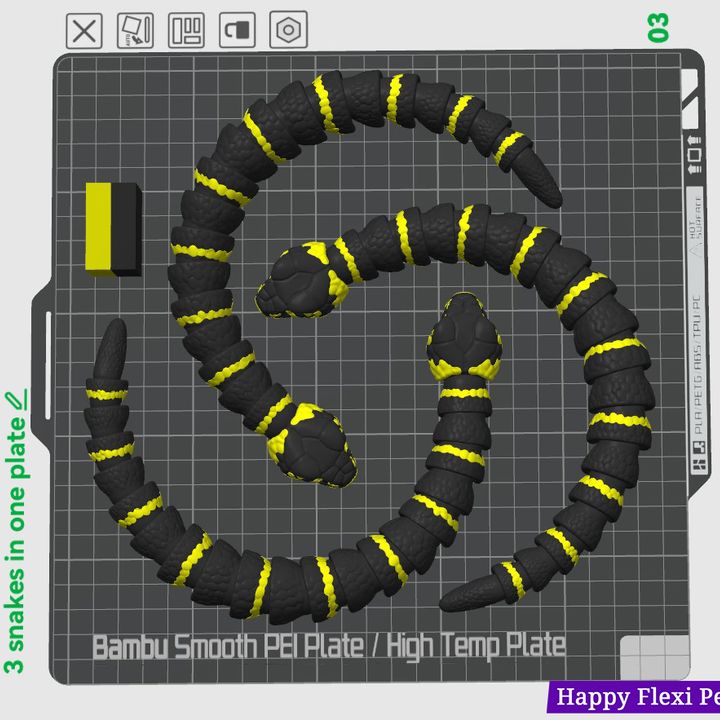 3D Printable Snake the realistic flexi articulated toy (#52) by Happy ...