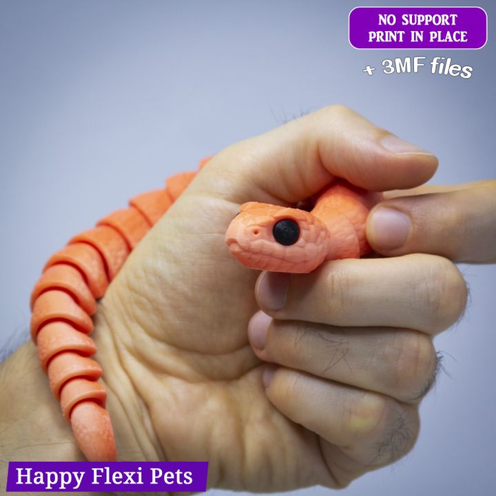 3D Printable Snake the realistic flexi articulated toy (#52) by Happy ...