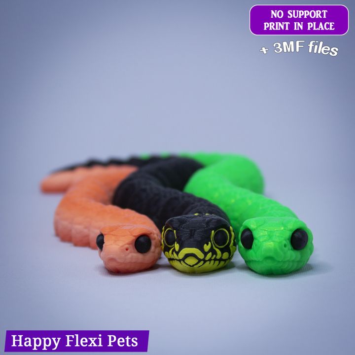 3D Printable Snake the realistic flexi articulated toy (#52) by Happy ...