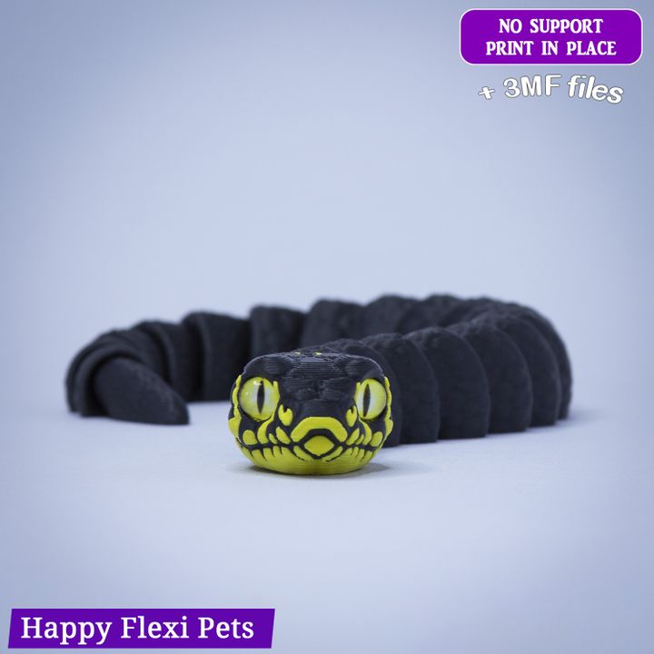3D Printable Snake the realistic flexi articulated toy (#52) by Happy ...