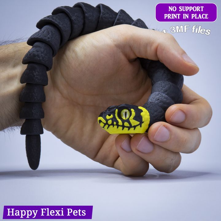 3D Printable Snake the realistic flexi articulated toy (#52) by Happy ...