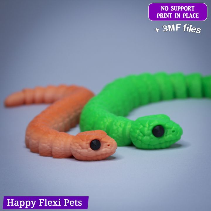 3D Printable Snake the realistic flexi articulated toy (#52) by Happy ...
