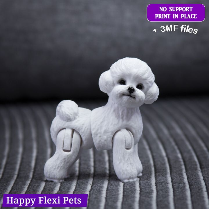 3D Printable Toy Poodle - Bichon Frise the articulated realistic dog ...