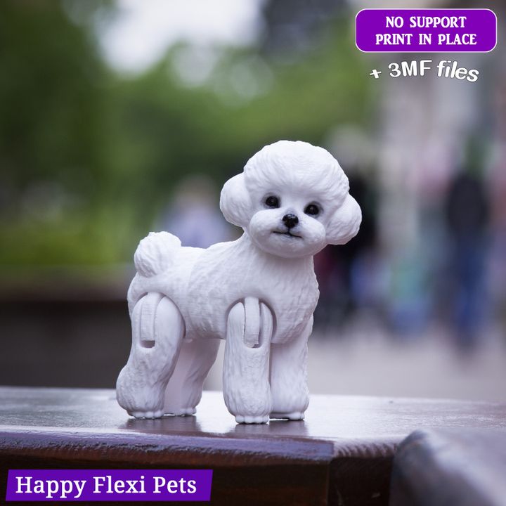 3D Printable Toy Poodle - Bichon Frise the articulated realistic dog ...