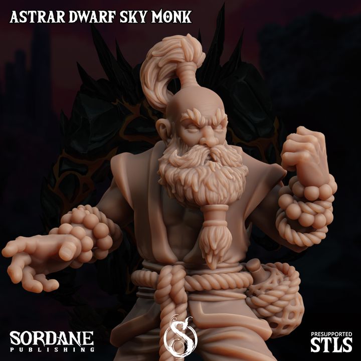 3D Printable Astrar Dwarf Sky Monk by Sordane Publishing