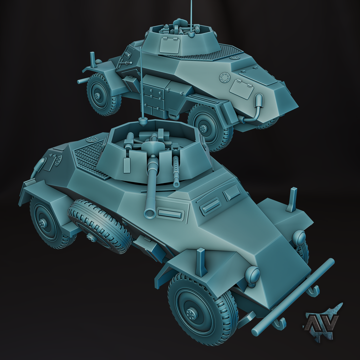 3D Printable SdKfz 222 Scale Model 1/144 by AV Military