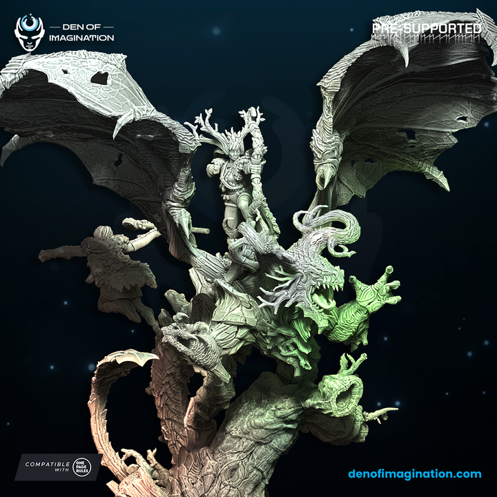 3D Printable Wood Elves - Lord on Forest Dragon by WildMesh