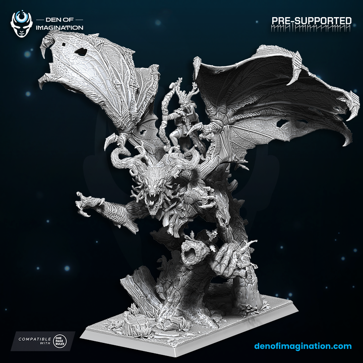 3D Printable Wood Elves - Lord on Forest Dragon by WildMesh