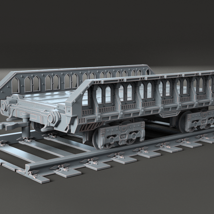 3D Printable WarTrain - Flat Car (FDM Support-Free) by Cassidy Byars