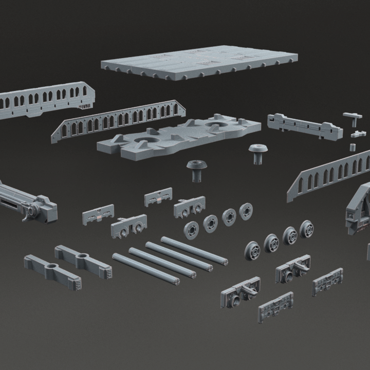3D Printable WarTrain - Flat Car (FDM Support-Free) by Cassidy Byars