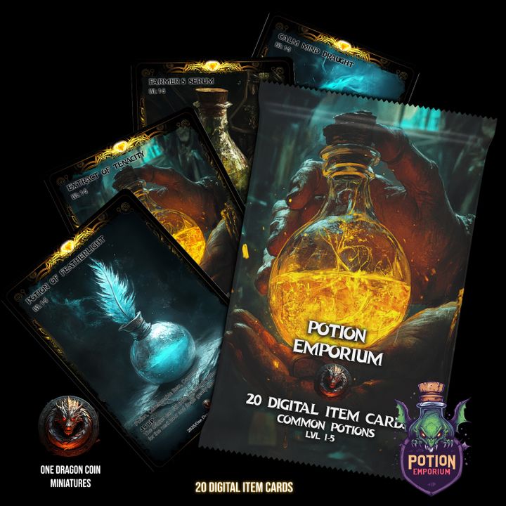 3D Printable POTION EMPORIUM - COMMON POTION CARDS by One Dragon Coin ...