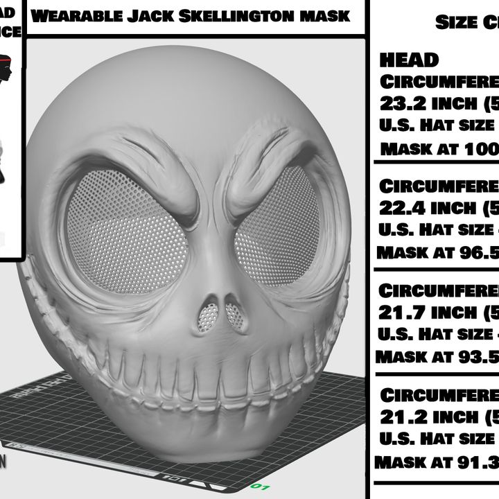 3D Printable Jack Skellington Mask - Wearable Halloween Cosplay - 3D ...