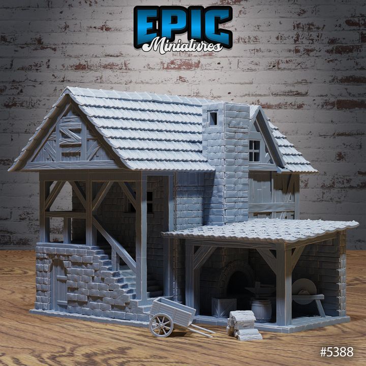3D Printable Medieval Blacksmith Hut / Forge Worker Building / Metal ...