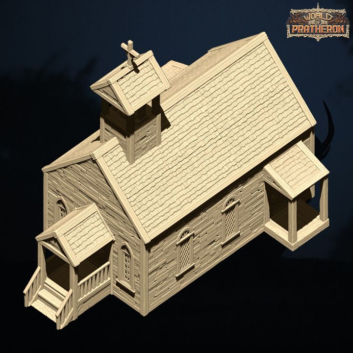 3D Printable Ghost Town of the Western - Church by World of Pratheron