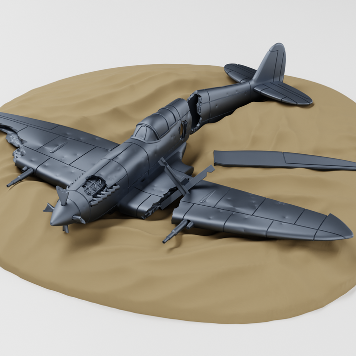 3D Printable Spitfire Mk.IX - destroyed (UK, WW2) (scale 1:56) by Wargame3d