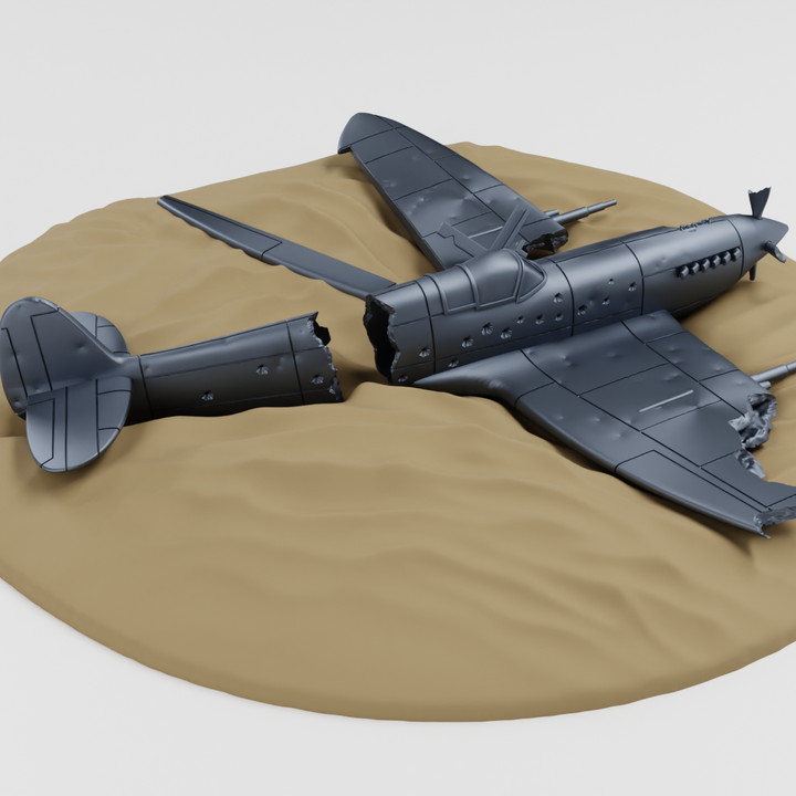 3D Printable Spitfire Mk.IX - destroyed (UK, WW2) (scale 1:56) by Wargame3d