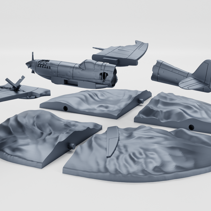 3D Printable Spitfire Mk.IX - destroyed (UK, WW2) (scale 1:56) by Wargame3d