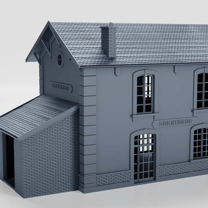 3D Printable Bernieres Train Station (28mm) - undamaged+damaged (Juno ...
