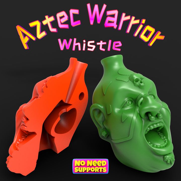 3D Printable Aztec Warrior Whistle by 3dFabrik