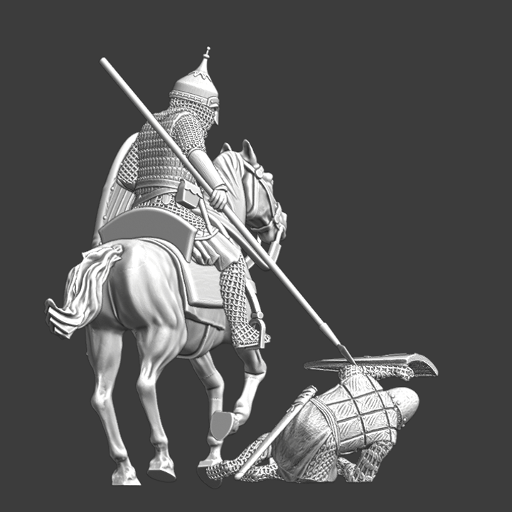 3D Printable Kievan-Rus attacking wounded crusader by Northern Crusades ...