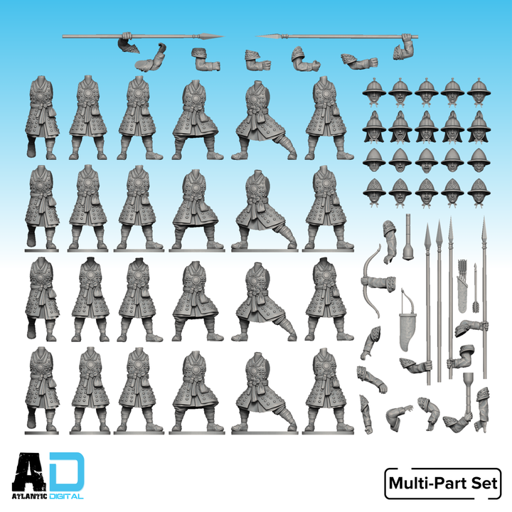 3D Printable Ming Northern Infantry wearing Mirror Armor by Wargames ...