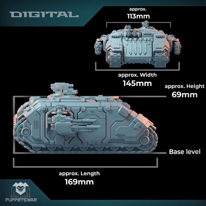 3D Printable Pitbull Heavy Tank by Puppetswar Miniatures