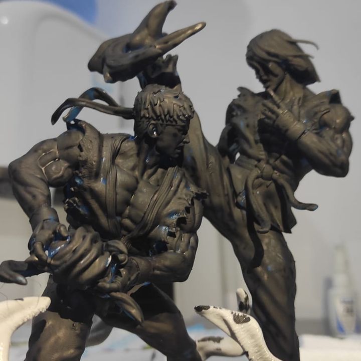 3D Printable Rivals in Battle Flames and Fists Collide 3D Print by CA3D ...