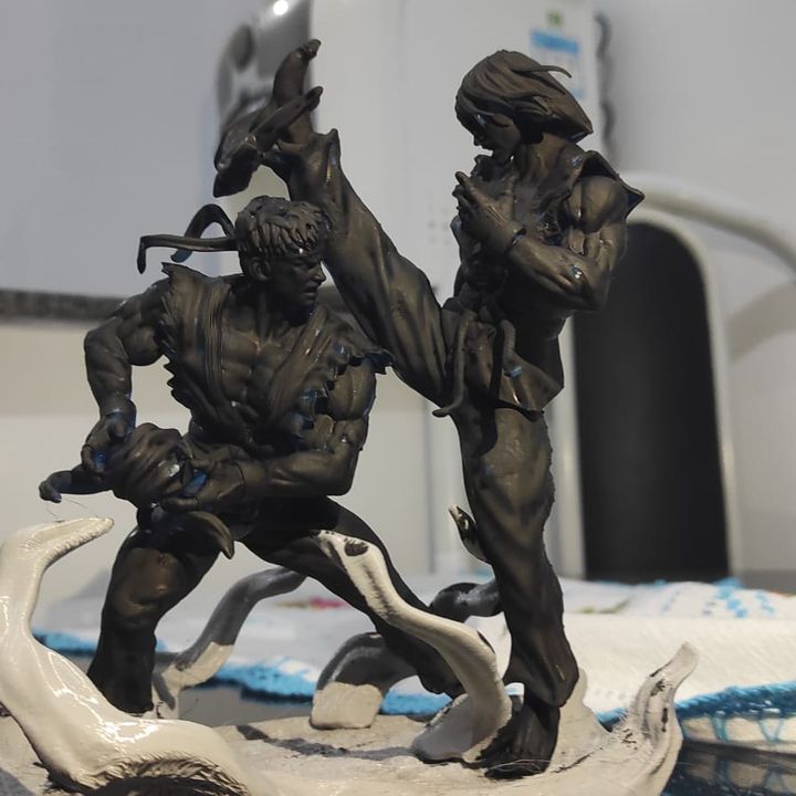 3D Printable Rivals in Battle Flames and Fists Collide 3D Print by CA3D ...