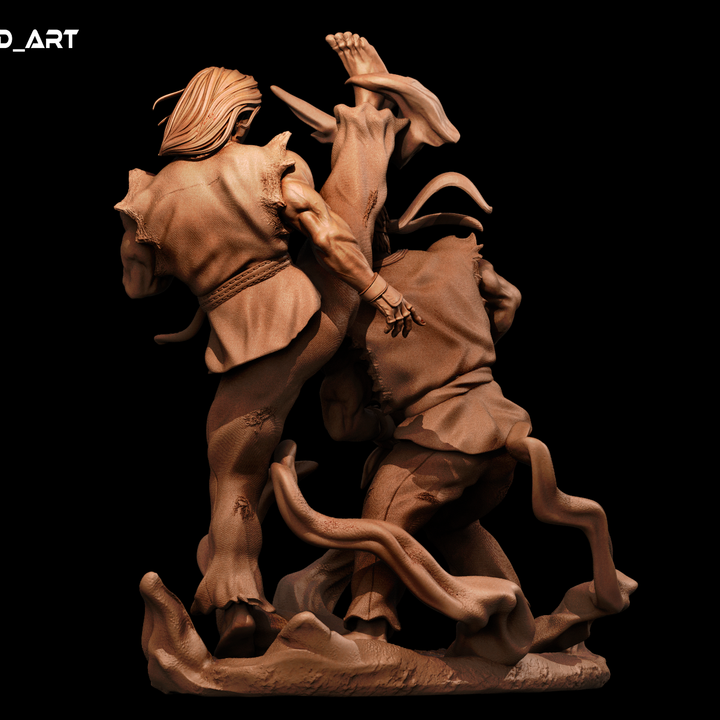 3D Printable Rivals in Battle Flames and Fists Collide 3D Print by CA3D ...