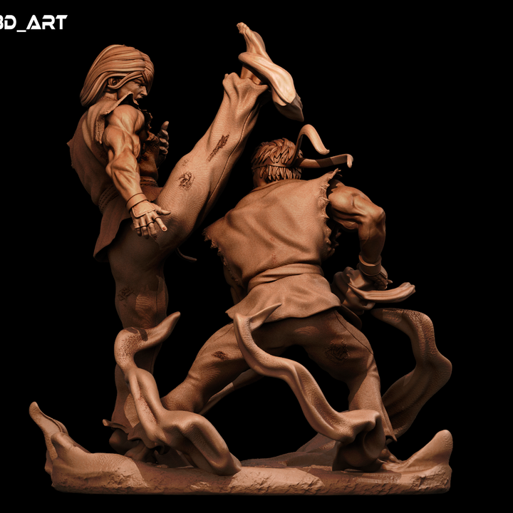 3D Printable Rivals in Battle Flames and Fists Collide 3D Print by CA3D ...