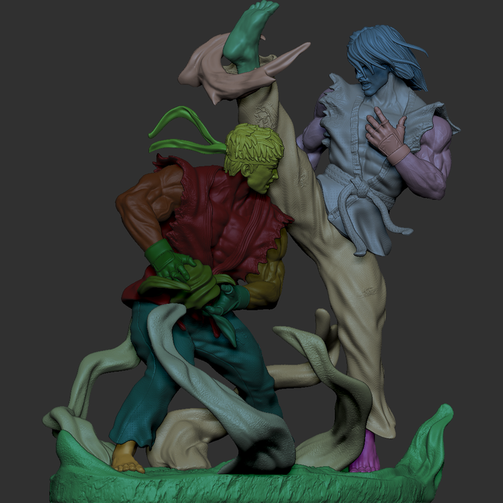 3D Printable Rivals in Battle Flames and Fists Collide 3D Print by CA3D ...