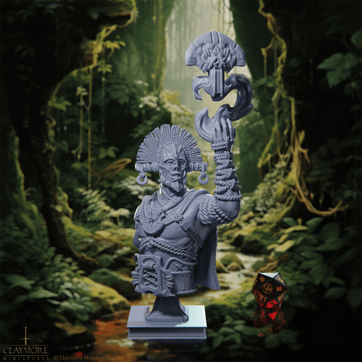 3D Printable Nav'avar Primal Sorcerer - Bust by Claymore Miniatures