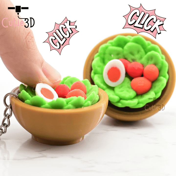 3D Printable Cutie3D Keycap Fidget Clicker Salad Bowl Keychain - Cute ...