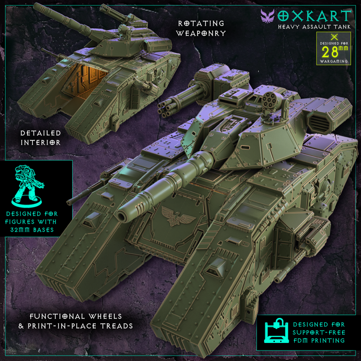 3D Printable OXKART - Heavy Assault Tank (FDM Support-Free) by Cassidy ...